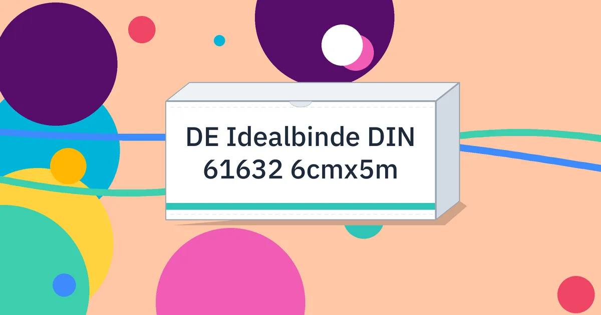Symbolbild: Packung mit der Aufschrift DE Idealbinde DIN 61632 6cmx5m (PZN 04552021) – Verfügbarkeit und Bezug in Apotheken in Frankfurt am Main