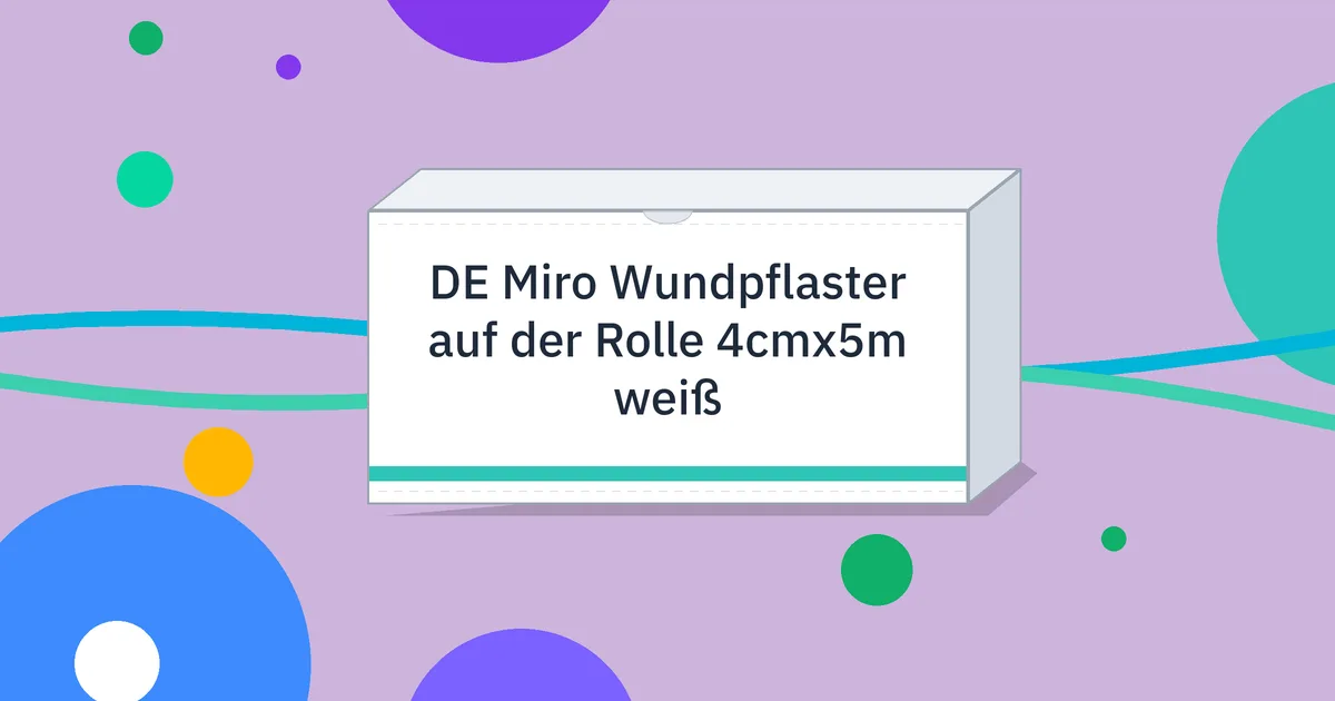 Symbolbild: Packung mit der Aufschrift DE Miro Wundpflaster auf der Rolle 4cmx5m weiß (PZN 09747278) – Verfügbarkeit und Bezug in Apotheken in Frankfurt am Main