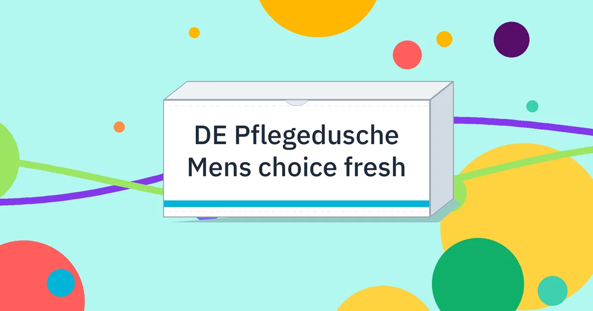Symbolbild: Packung mit der Aufschrift DE Pflegedusche Mens choice fresh (PZN 16697262) – Verfügbarkeit und Bezug in Apotheken in Frankfurt am Main