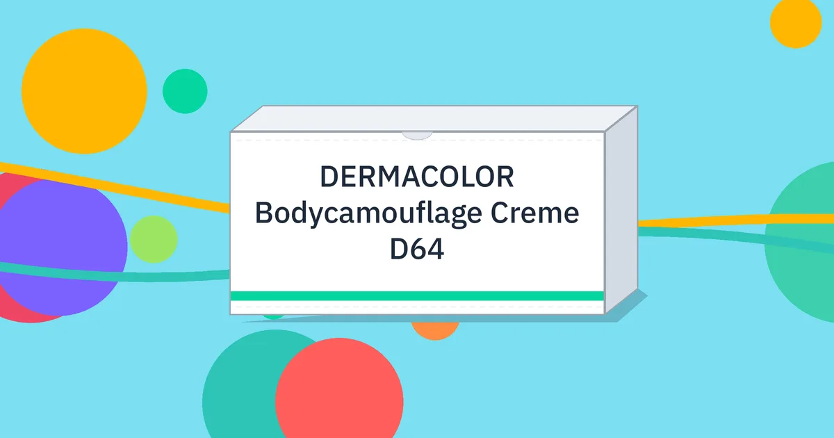 Symbolbild: Packung mit der Aufschrift DERMACOLOR Bodycamouflage Creme D64 (PZN 15818396) – Verfügbarkeit und Bezug in Apotheken in Frankfurt am Main