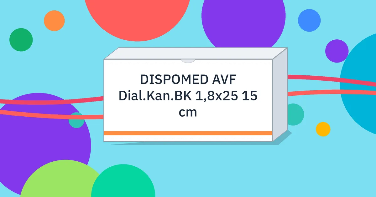 Symbolbild: Packung mit der Aufschrift DISPOMED AVF Dial.Kan.BK 1,8x25 15 cm (PZN 08495544) – Verfügbarkeit und Bezug in Apotheken in Frankfurt am Main