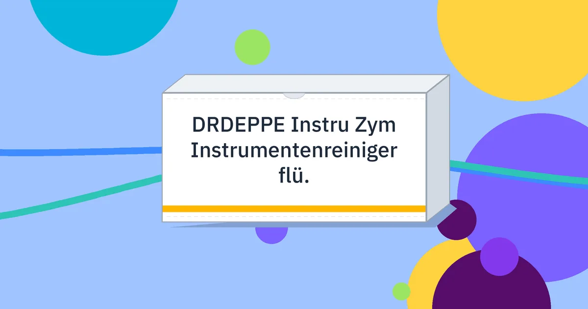 Symbolbild: Packung mit der Aufschrift DRDEPPE Instru Zym Instrumentenreiniger flü. (PZN 18313426) – Verfügbarkeit und Bezug in Apotheken in Frankfurt am Main
