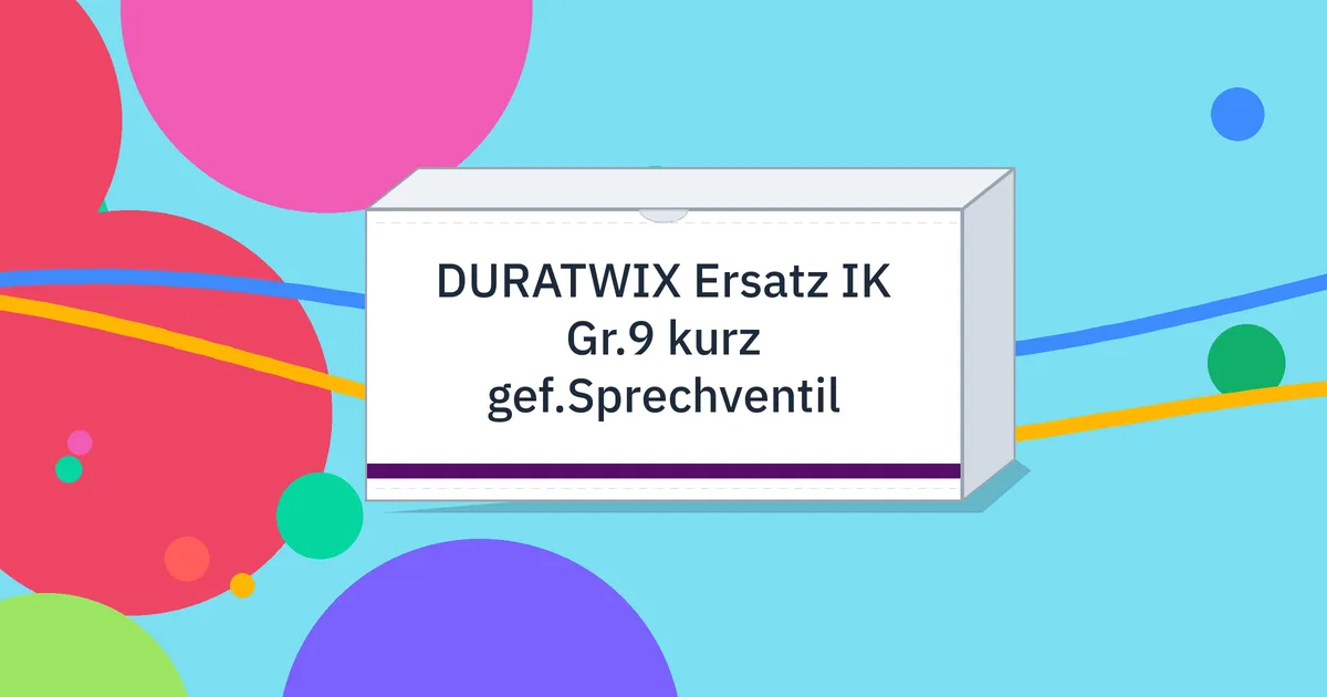 Symbolbild: Packung mit der Aufschrift DURATWIX Ersatz IK Gr.9 kurz gef.Sprechventil (PZN 06985830) – Verfügbarkeit und Bezug in Apotheken in Frankfurt am Main