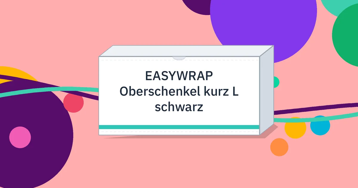 Symbolbild: Packung mit der Aufschrift EASYWRAP Oberschenkel kurz L schwarz (PZN 18748905) – Verfügbarkeit und Bezug in Apotheken in Frankfurt am Main