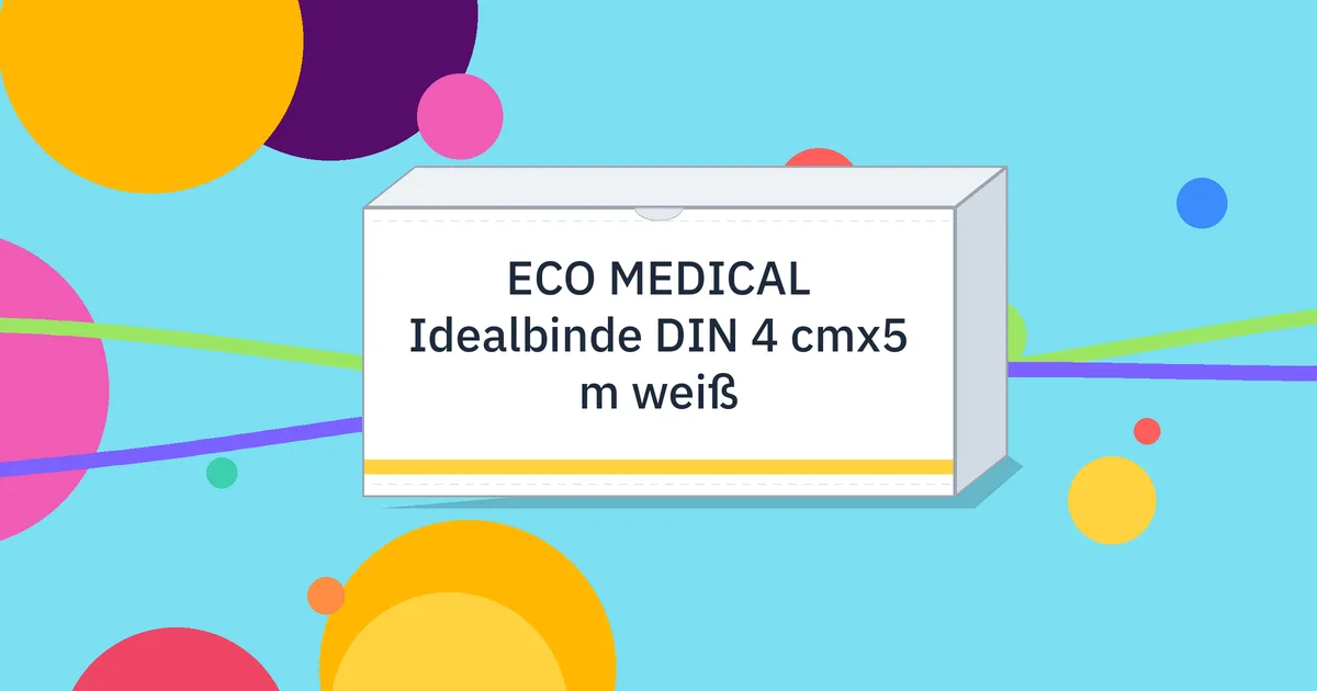 Symbolbild: Packung mit der Aufschrift ECO MEDICAL Idealbinde DIN 4 cmx5 m weiß (PZN 00746403) – Verfügbarkeit und Bezug in Apotheken in Frankfurt am Main