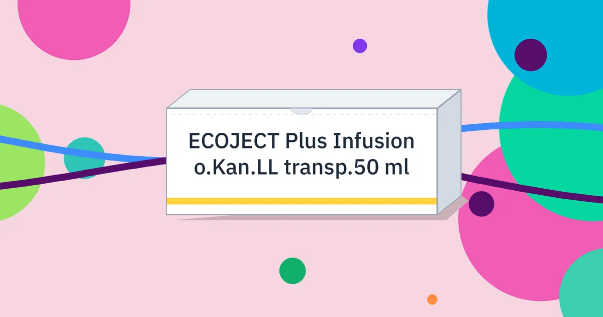 Symbolbild: Packung mit der Aufschrift ECOJECT Plus Infusion o.Kan.LL transp.50 ml (PZN 00345064) – Verfügbarkeit und Bezug in Apotheken in Frankfurt am Main