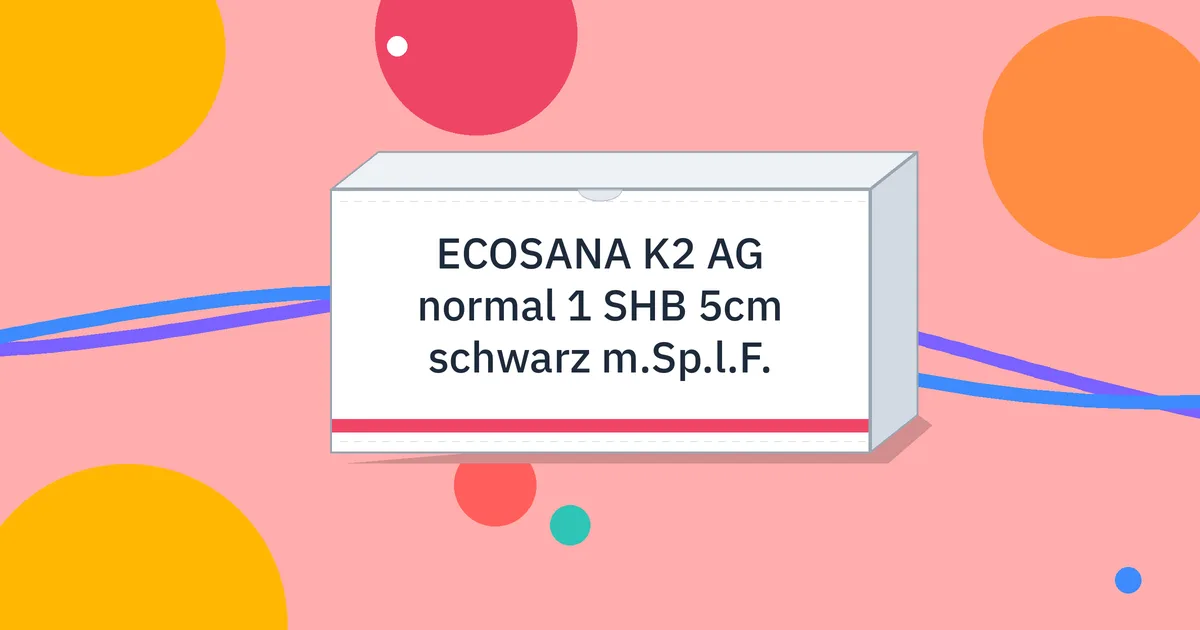 Symbolbild: Packung mit der Aufschrift ECOSANA K2 AG normal 1 SHB 5cm schwarz m.Sp.l.F. (PZN 10956857) – Verfügbarkeit und Bezug in Apotheken in Frankfurt am Main