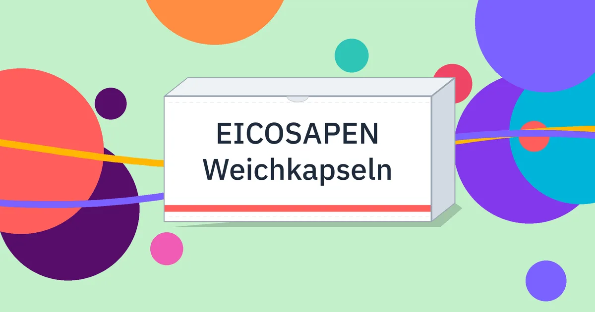 Symbolbild: Packung mit der Aufschrift EICOSAPEN Weichkapseln (PZN 03776304) – Verfügbarkeit und Bezug in Apotheken in Frankfurt am Main