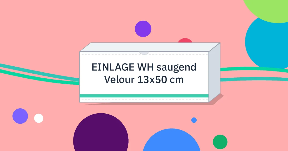 Symbolbild: Packung mit der Aufschrift EINLAGE WH saugend Velour 13x50 cm (PZN 09283264) – Verfügbarkeit und Bezug in Apotheken in Frankfurt am Main
