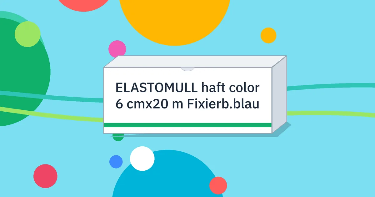 Symbolbild: Packung mit der Aufschrift ELASTOMULL haft color 6 cmx20 m Fixierb.blau (PZN 17992945) – Verfügbarkeit und Bezug in Apotheken in Frankfurt am Main