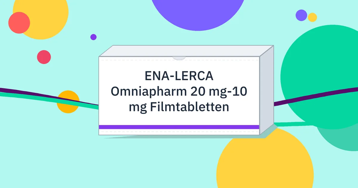 Symbolbild: Packung mit der Aufschrift ENA-LERCA Omniapharm 20 mg-10 mg Filmtabletten (PZN 12421037) – Verfügbarkeit und Bezug in Apotheken in Frankfurt am Main