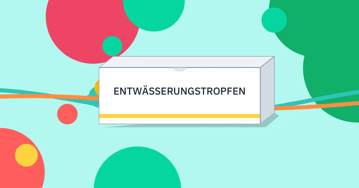 Symbolbild: Packung mit der Aufschrift ENTWÄSSERUNGSTROPFEN (PZN 02028155) – Verfügbarkeit und Bezug in Apotheken in Frankfurt am Main