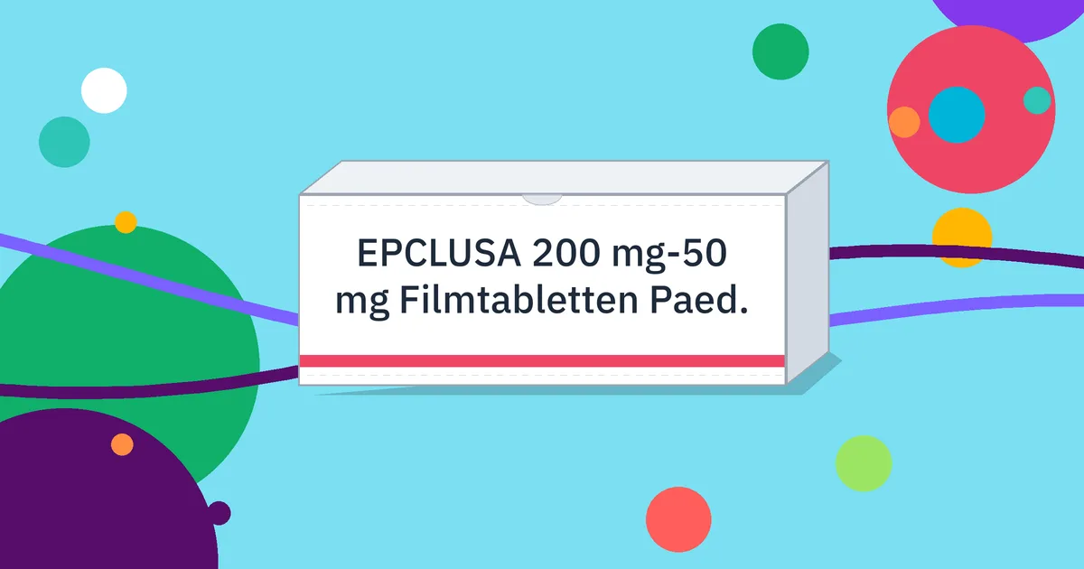 Symbolbild: Packung mit der Aufschrift EPCLUSA 200 mg-50 mg Filmtabletten Paed. (PZN 16528275) – Verfügbarkeit und Bezug in Apotheken in Frankfurt am Main