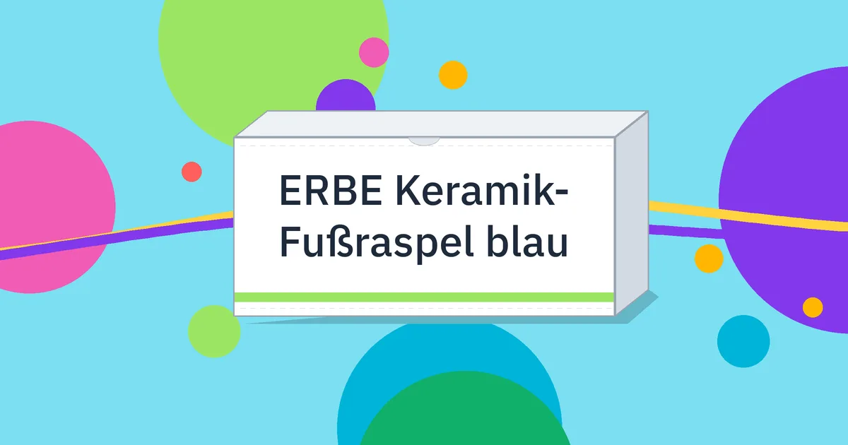 Symbolbild: Packung mit der Aufschrift ERBE Keramik-Fußraspel blau (PZN 15887380) – Verfügbarkeit und Bezug in Apotheken in Frankfurt am Main