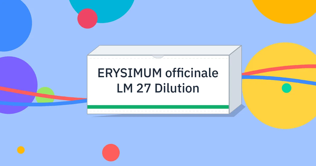 Symbolbild: Packung mit der Aufschrift ERYSIMUM officinale LM 27 Dilution (PZN 13479659) – Verfügbarkeit und Bezug in Apotheken in Frankfurt am Main