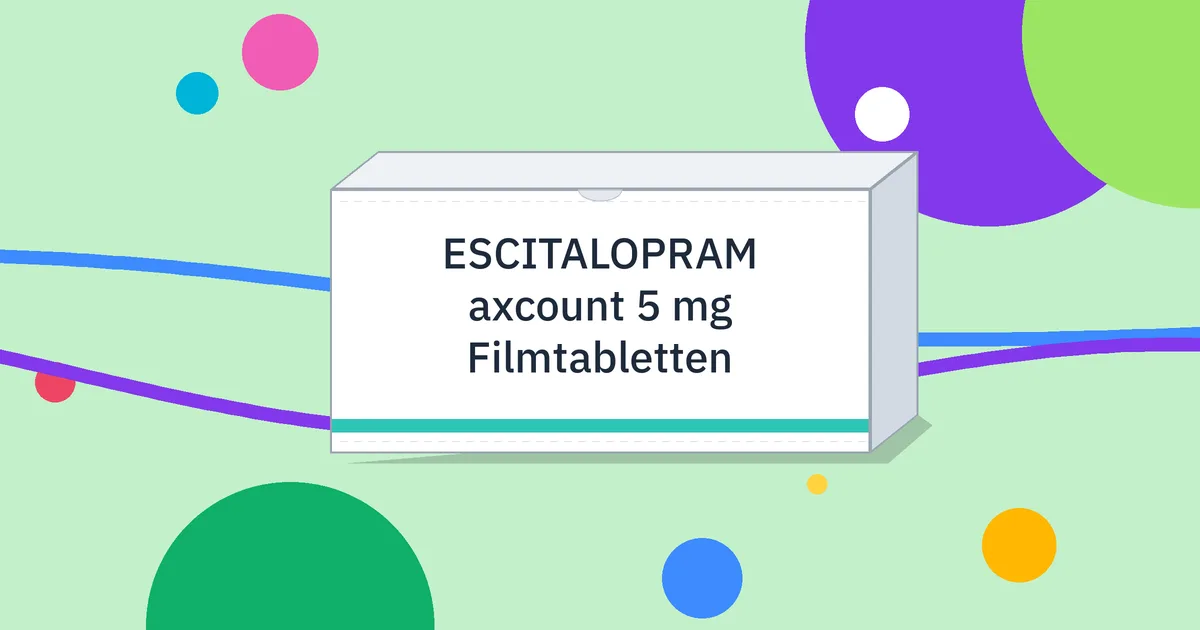 Symbolbild: Packung mit der Aufschrift ESCITALOPRAM axcount 5 mg Filmtabletten (PZN 19237940) – Verfügbarkeit und Bezug in Apotheken in Frankfurt am Main
