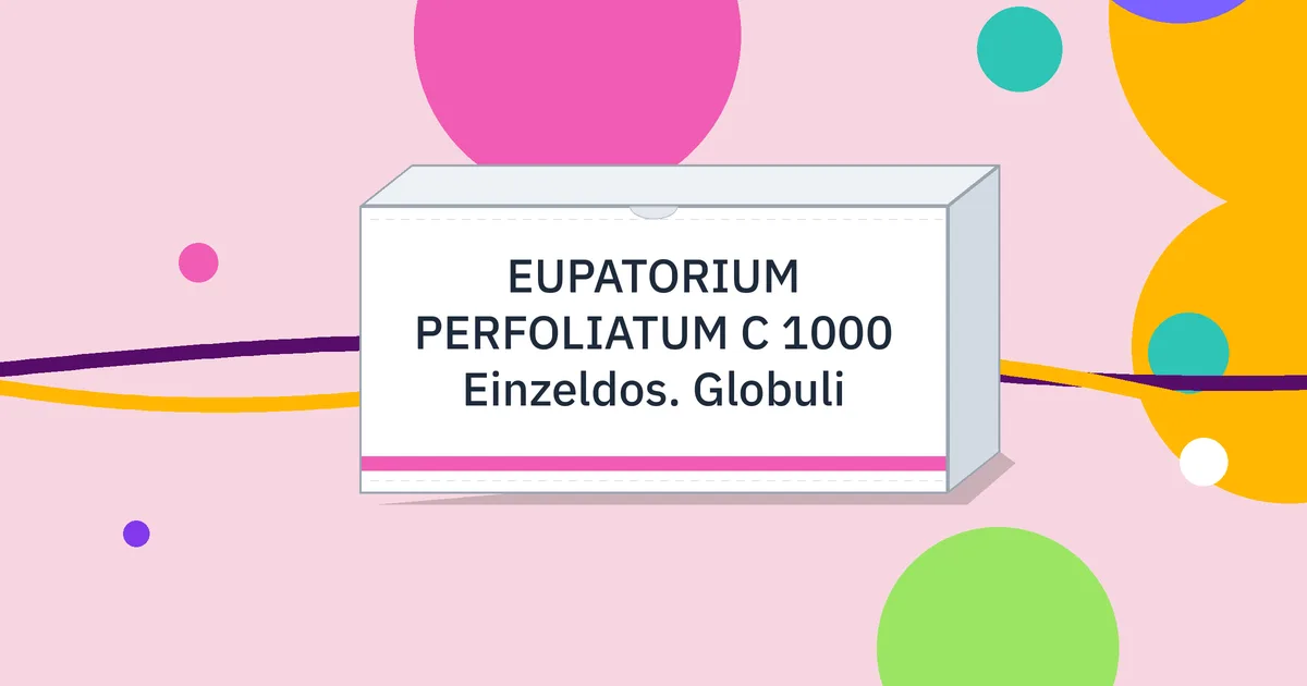 Symbolbild: Packung mit der Aufschrift EUPATORIUM PERFOLIATUM C 1000 Einzeldos. Globuli (PZN 03032673) – Verfügbarkeit und Bezug in Apotheken in Frankfurt am Main