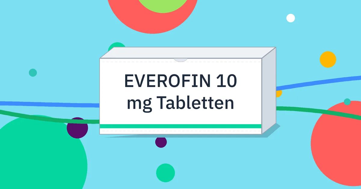Symbolbild: Packung mit der Aufschrift EVEROFIN 10 mg Tabletten (PZN 17605368) – Verfügbarkeit und Bezug in Apotheken in Frankfurt am Main