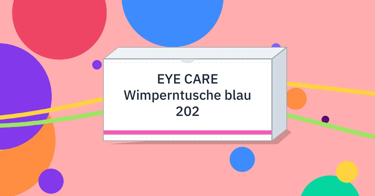 Symbolbild: Packung mit der Aufschrift EYE CARE Wimperntusche blau 202 (PZN 07658139) – Verfügbarkeit und Bezug in Apotheken in Frankfurt am Main