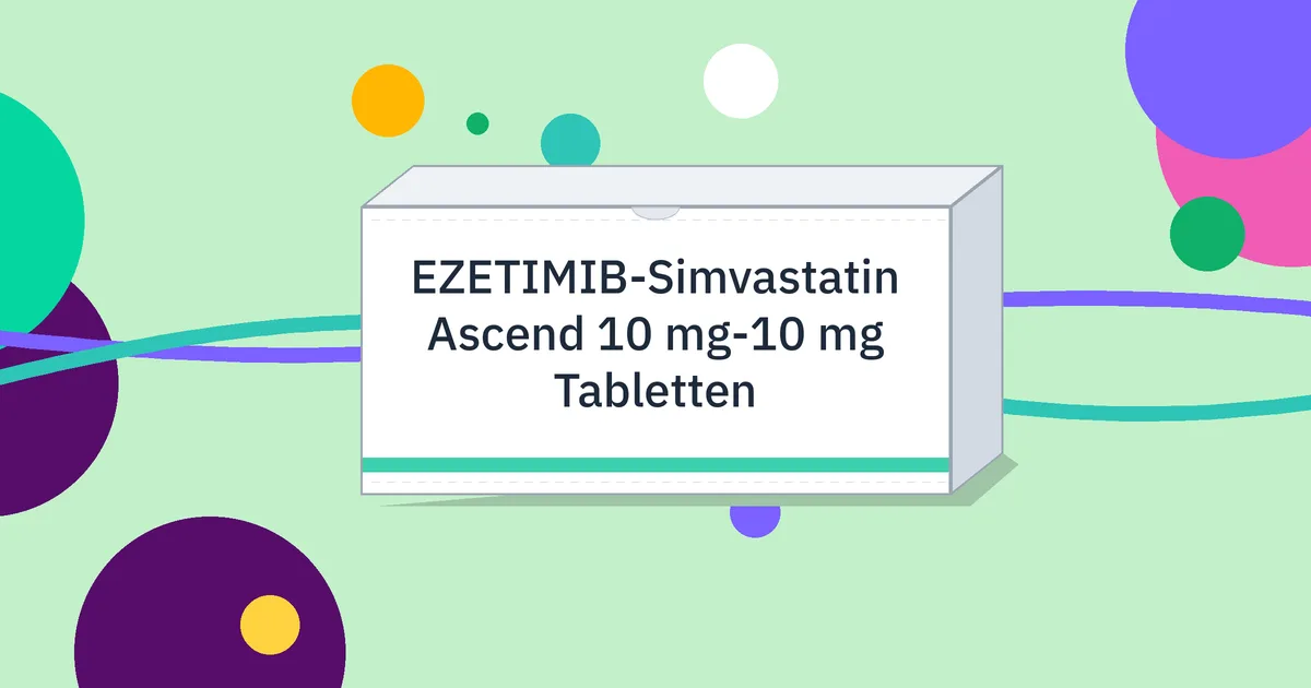 Symbolbild: Packung mit der Aufschrift EZETIMIB-Simvastatin Ascend 10 mg-10 mg Tabletten (PZN 18257308) – Verfügbarkeit und Bezug in Apotheken in Frankfurt am Main