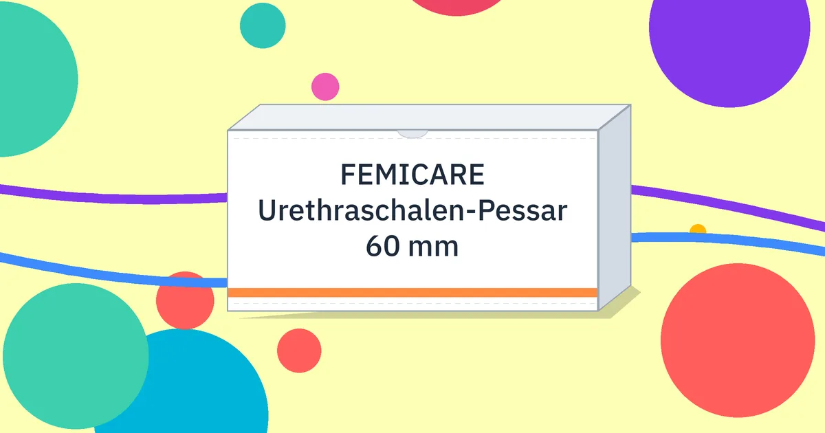 Symbolbild: Packung mit der Aufschrift FEMICARE Urethraschalen-Pessar 60 mm (PZN 19336642) – Verfügbarkeit und Bezug in Apotheken in Frankfurt am Main