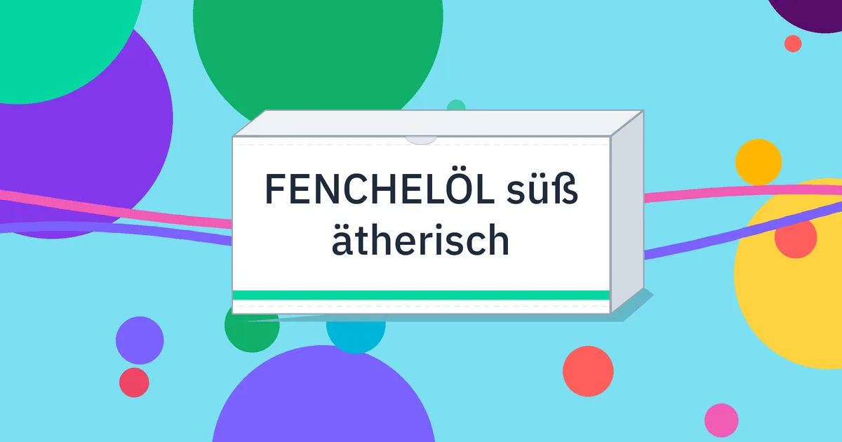 Symbolbild: Packung mit der Aufschrift FENCHELÖL süß ätherisch (PZN 01213330) – Verfügbarkeit und Bezug in Apotheken in Frankfurt am Main