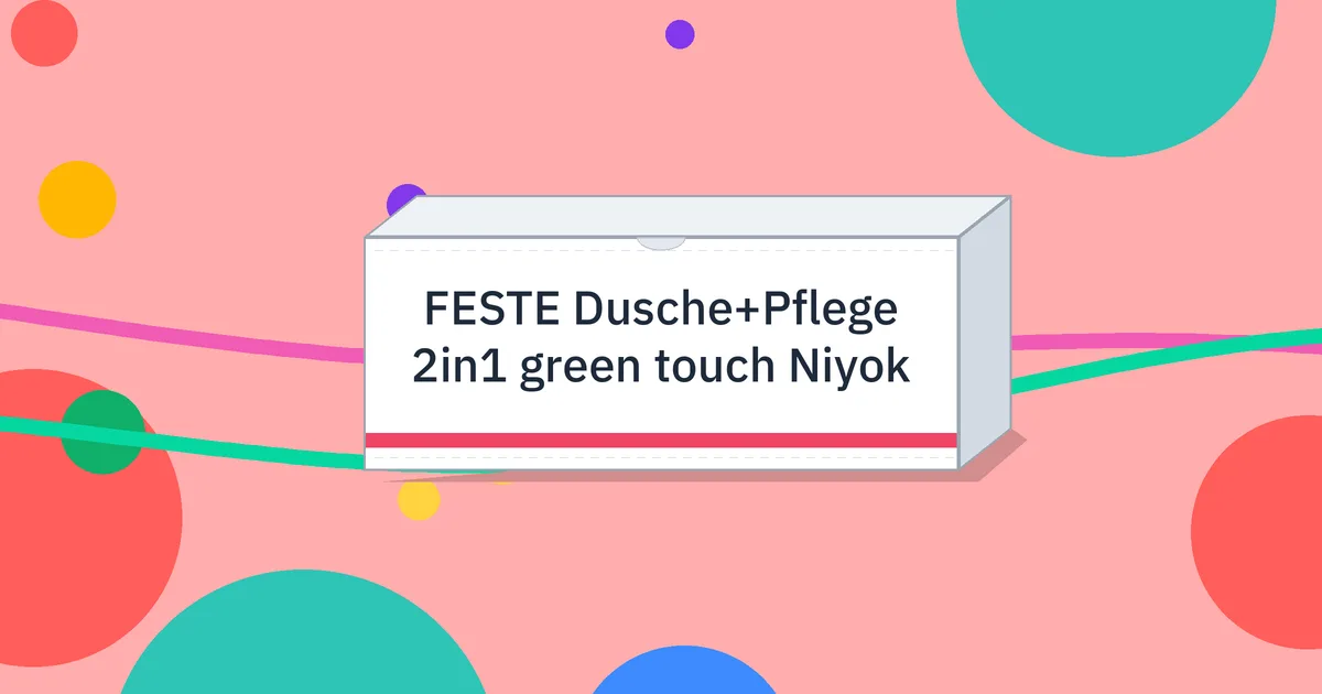 Symbolbild: Packung mit der Aufschrift FESTE Dusche+Pflege 2in1 green touch Niyok (PZN 17535685) – Verfügbarkeit und Bezug in Apotheken in Frankfurt am Main