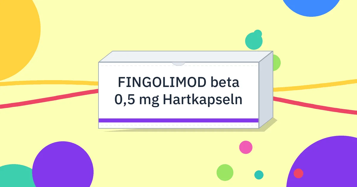 Symbolbild: Packung mit der Aufschrift FINGOLIMOD beta 0,5 mg Hartkapseln (PZN 17443262) – Verfügbarkeit und Bezug in Apotheken in Frankfurt am Main