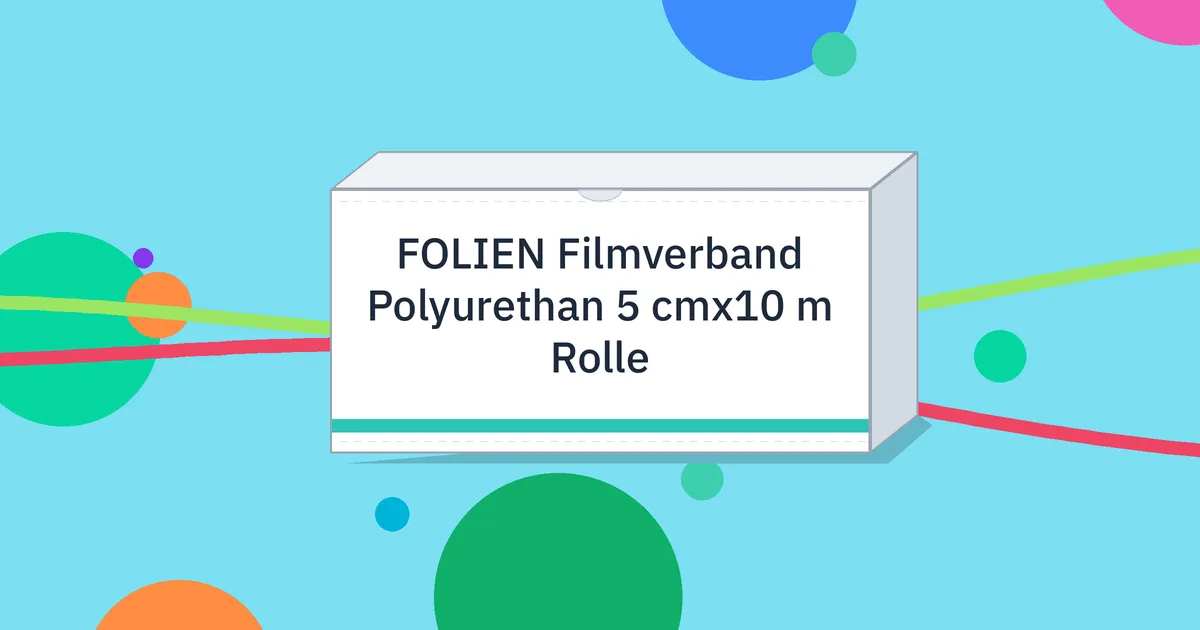 Symbolbild: Packung mit der Aufschrift FOLIEN Filmverband Polyurethan 5 cmx10 m Rolle (PZN 17563486) – Verfügbarkeit und Bezug in Apotheken in Frankfurt am Main