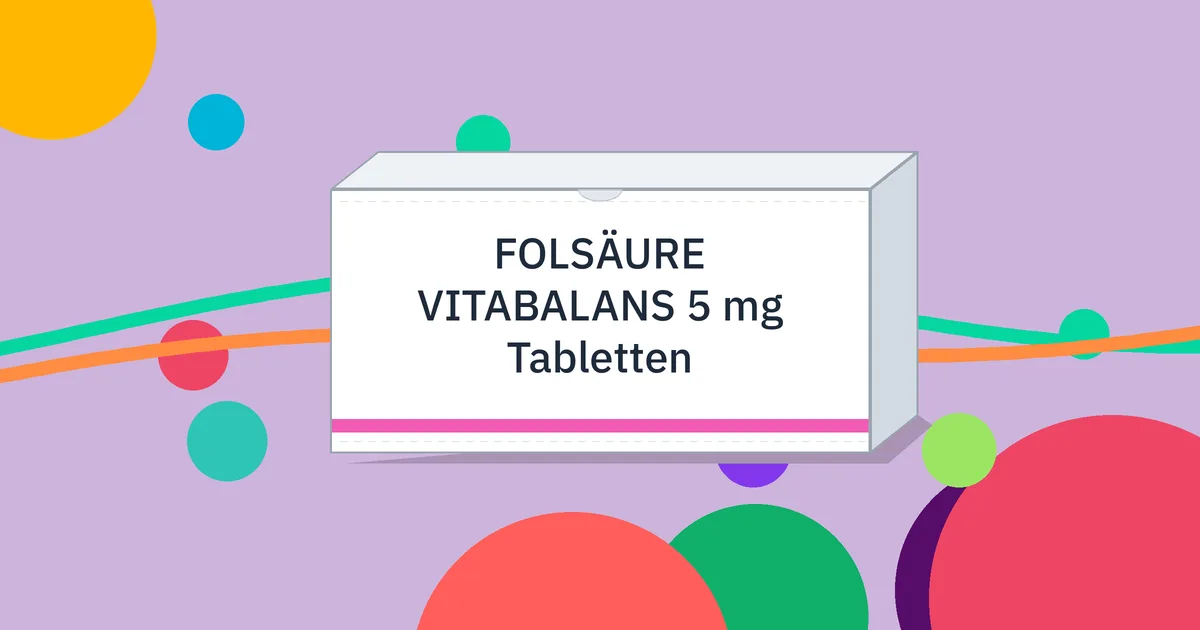 Symbolbild: Packung mit der Aufschrift FOLSÄURE VITABALANS 5 mg Tabletten (PZN 16777127) – Verfügbarkeit und Bezug in Apotheken in Frankfurt am Main