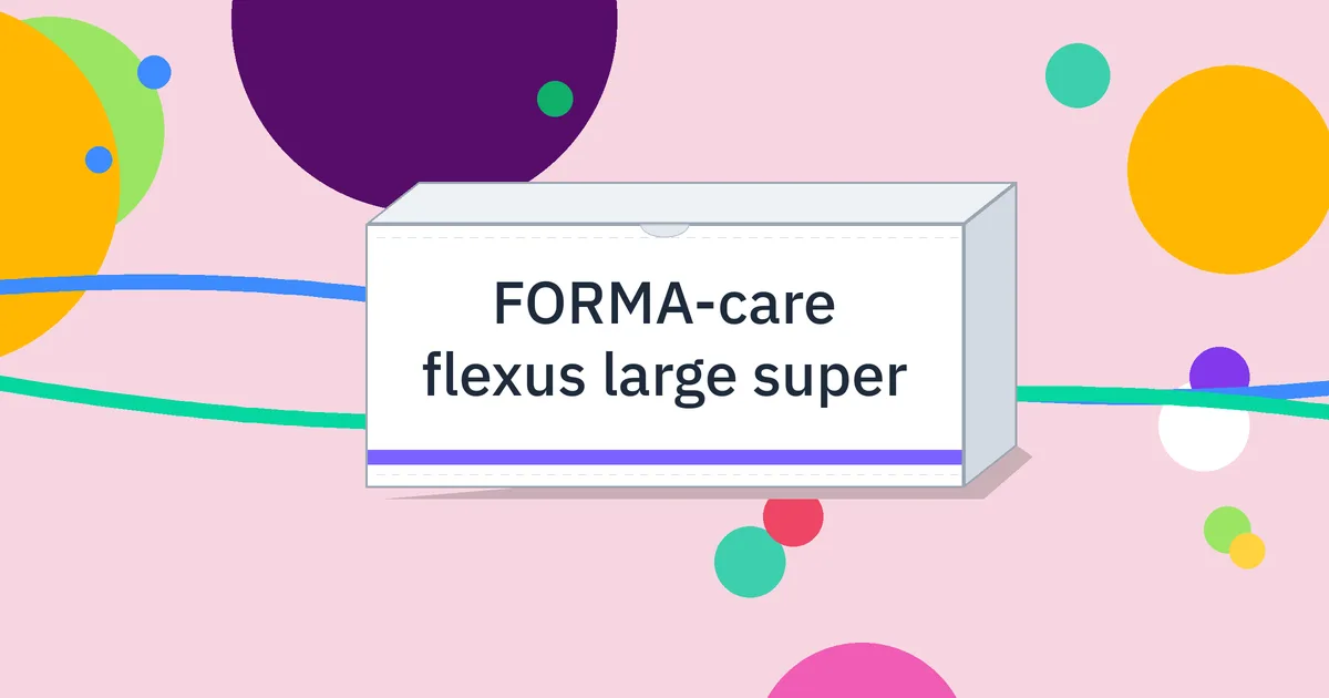 Symbolbild: Packung mit der Aufschrift FORMA-care flexus large super (PZN 04777961) – Verfügbarkeit und Bezug in Apotheken in Frankfurt am Main
