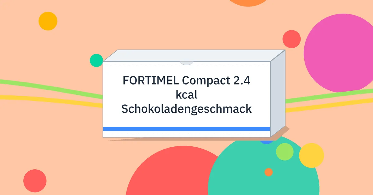 Symbolbild: Packung mit der Aufschrift FORTIMEL Compact 2.4 kcal Schokoladengeschmack (PZN 19647230) – Verfügbarkeit und Bezug in Apotheken in Frankfurt am Main