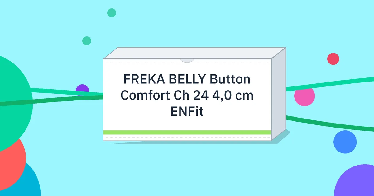 Symbolbild: Packung mit der Aufschrift FREKA BELLY Button Comfort Ch 24 4,0 cm ENFit (PZN 11487092) – Verfügbarkeit und Bezug in Apotheken in Frankfurt am Main