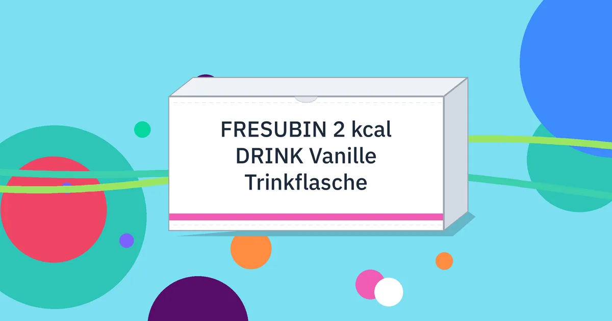 Symbolbild: Packung mit der Aufschrift FRESUBIN 2 kcal DRINK Vanille Trinkflasche (PZN 18825729) – Verfügbarkeit und Bezug in Apotheken in Frankfurt am Main