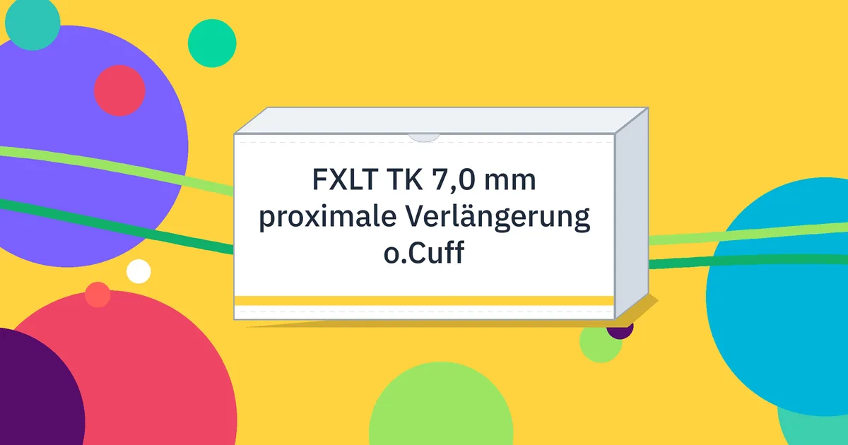 Symbolbild: Packung mit der Aufschrift FXLT TK 7,0 mm proximale Verlängerung o.Cuff (PZN 20406052) – Verfügbarkeit und Bezug in Apotheken in Frankfurt am Main