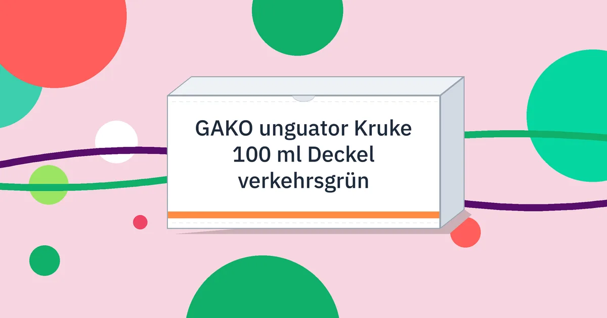 Symbolbild: Packung mit der Aufschrift GAKO unguator Kruke 100 ml Deckel verkehrsgrün (PZN 11603210) – Verfügbarkeit und Bezug in Apotheken in Frankfurt am Main