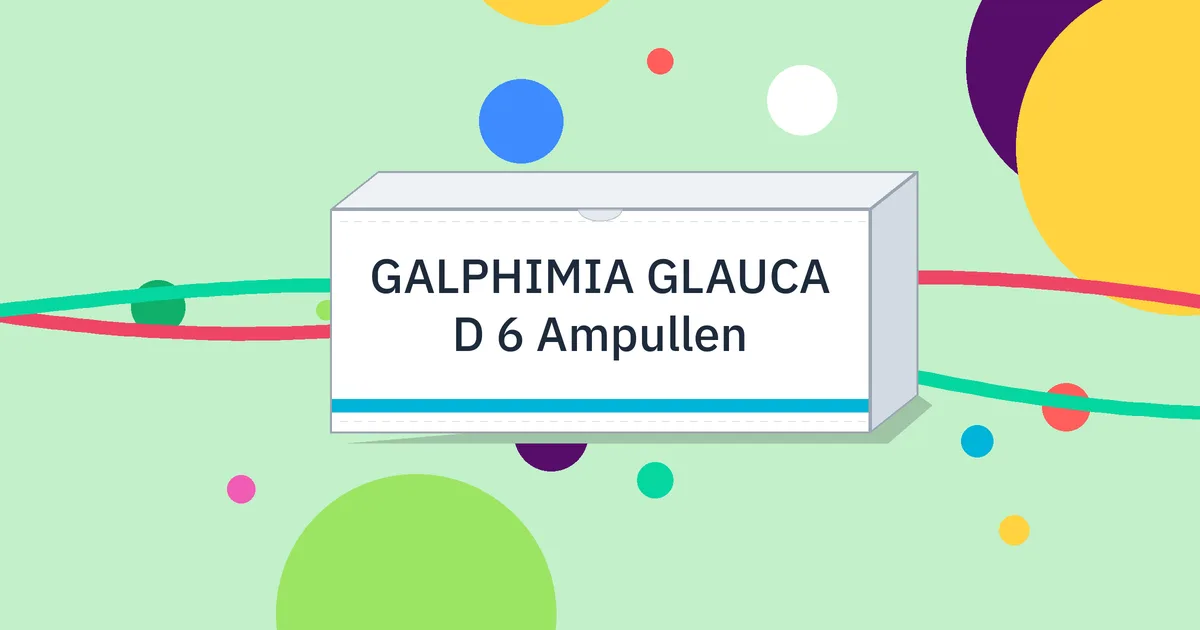 Symbolbild: Packung mit der Aufschrift GALPHIMIA GLAUCA D 6 Ampullen (PZN 11706068) – Verfügbarkeit und Bezug in Apotheken in Frankfurt am Main