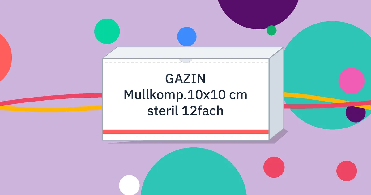 Symbolbild: Packung mit der Aufschrift GAZIN Mullkomp.10x10 cm steril 12fach (PZN 01163684) – Verfügbarkeit und Bezug in Apotheken in Frankfurt am Main