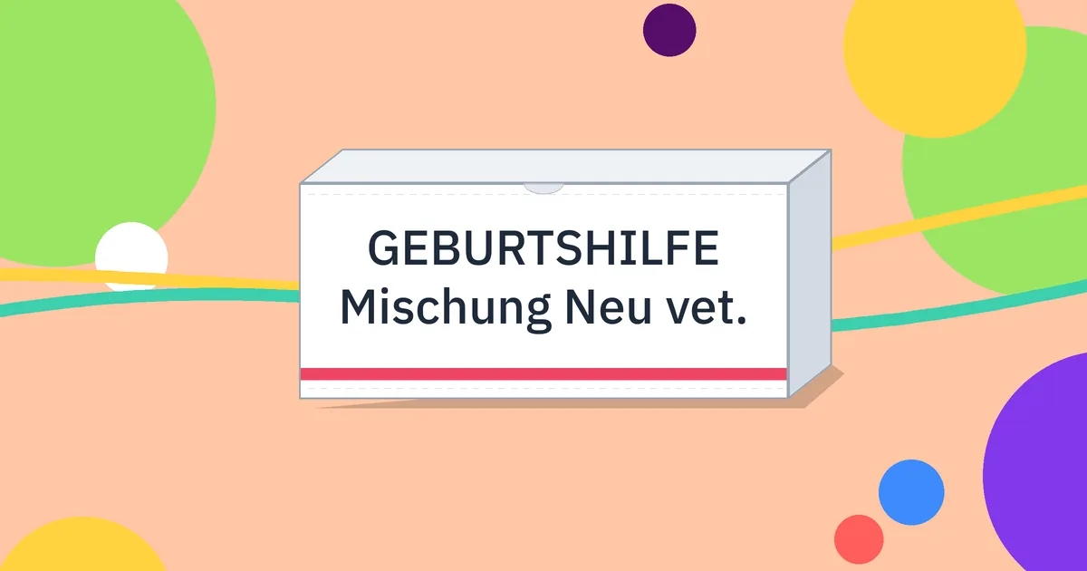 Symbolbild: Packung mit der Aufschrift GEBURTSHILFE Mischung Neu vet. (PZN 02489057) – Verfügbarkeit und Bezug in Apotheken in Frankfurt am Main
