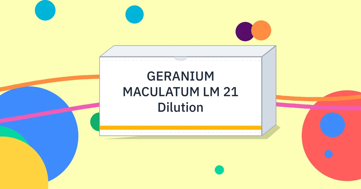 Symbolbild: Packung mit der Aufschrift GERANIUM MACULATUM LM 21 Dilution (PZN 12876789) – Verfügbarkeit und Bezug in Apotheken in Frankfurt am Main