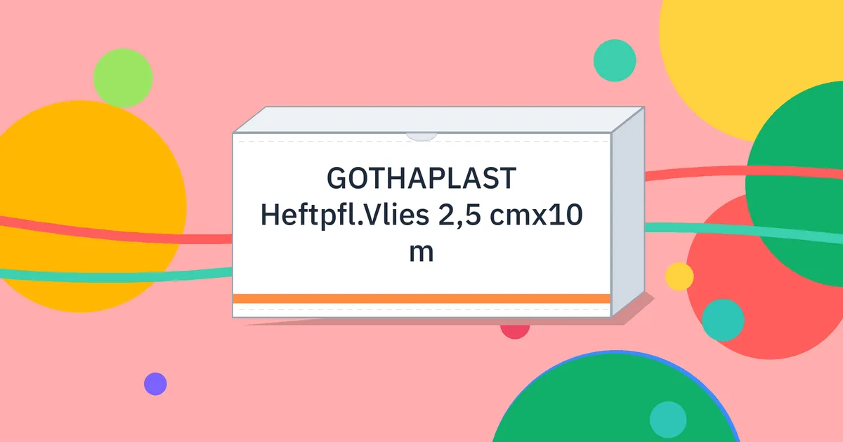 Symbolbild: Packung mit der Aufschrift GOTHAPLAST Heftpfl.Vlies 2,5 cmx10 m (PZN 04051371) – Verfügbarkeit und Bezug in Apotheken in Frankfurt am Main