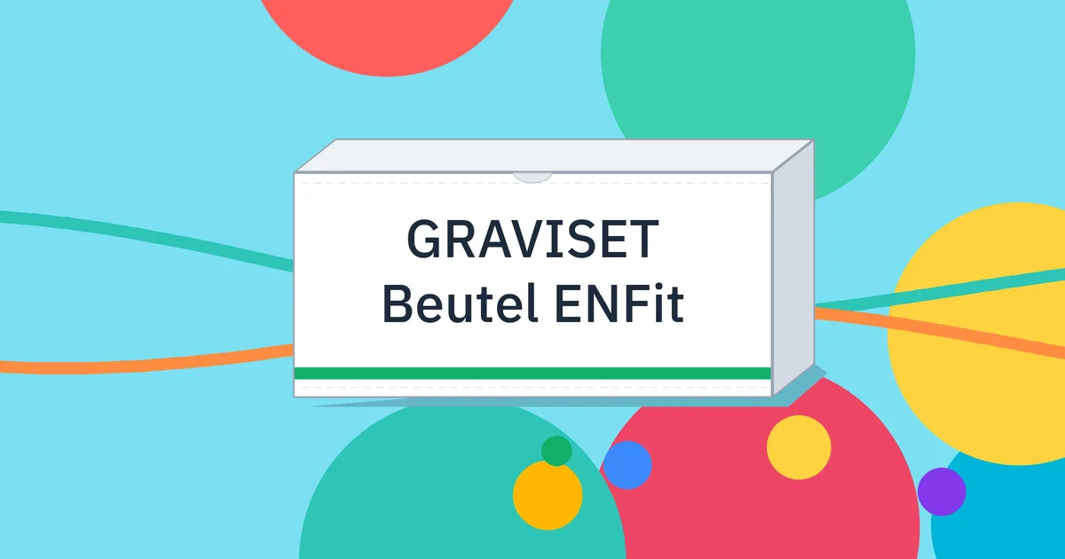 Symbolbild: Packung mit der Aufschrift GRAVISET Beutel ENFit (PZN 10823872) – Verfügbarkeit und Bezug in Apotheken in Frankfurt am Main