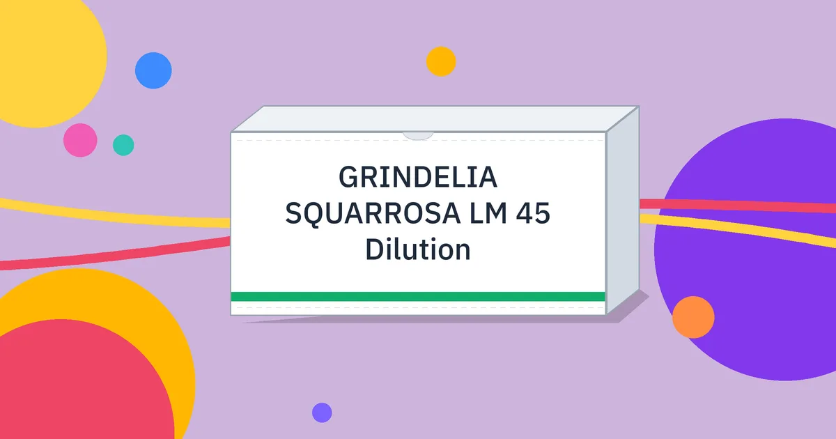 Symbolbild: Packung mit der Aufschrift GRINDELIA SQUARROSA LM 45 Dilution (PZN 13547711) – Verfügbarkeit und Bezug in Apotheken in Frankfurt am Main
