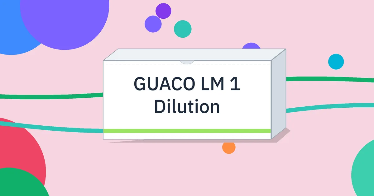Symbolbild: Packung mit der Aufschrift GUACO LM 1 Dilution (PZN 13547792) – Verfügbarkeit und Bezug in Apotheken in Frankfurt am Main