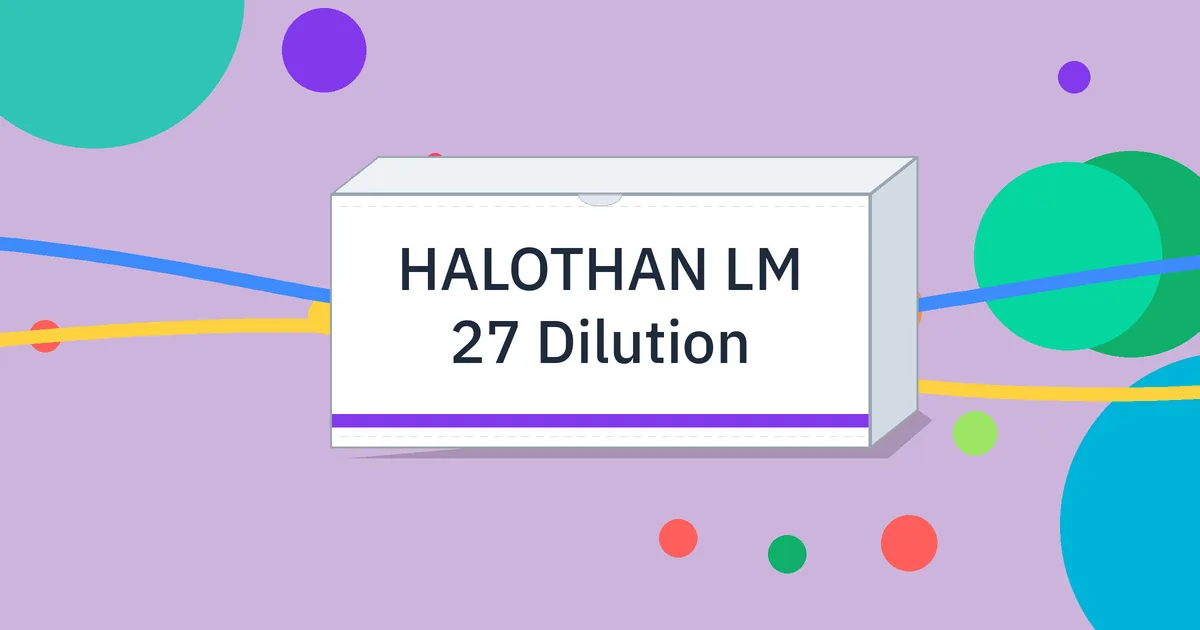 Symbolbild: Packung mit der Aufschrift HALOTHAN LM 27 Dilution (PZN 12884168) – Verfügbarkeit und Bezug in Apotheken in Frankfurt am Main