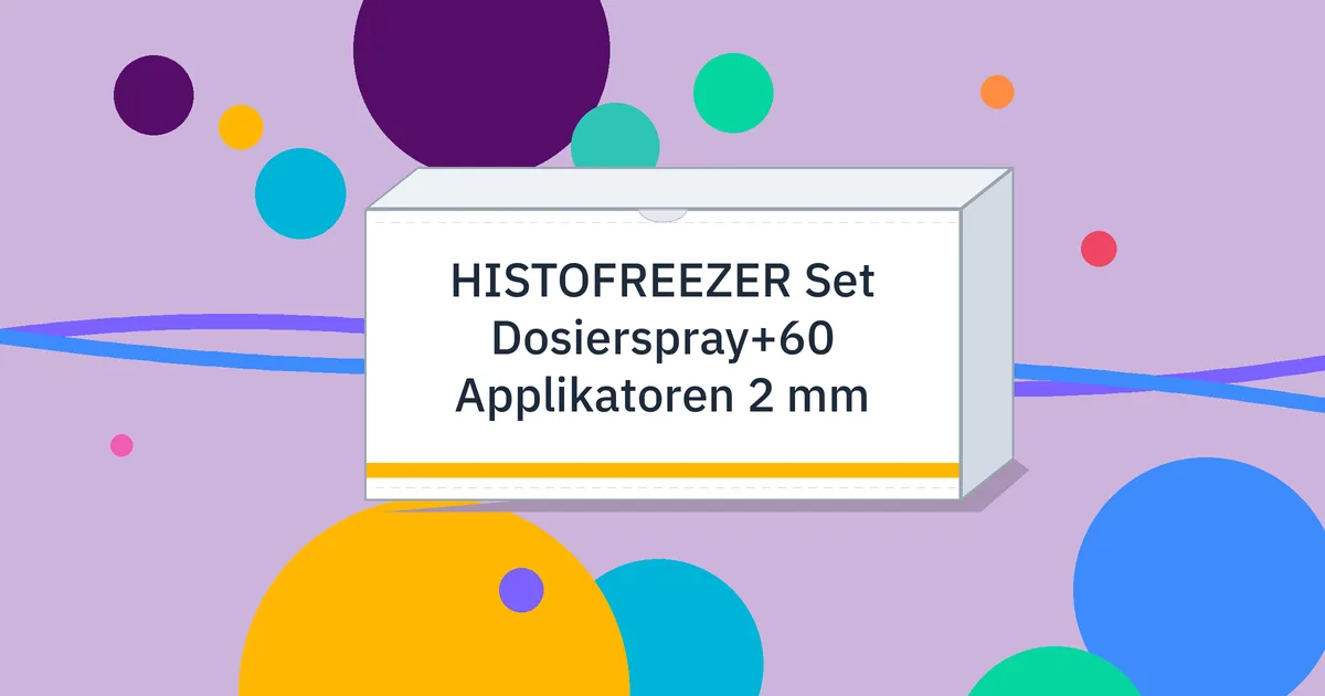 Symbolbild: Packung mit der Aufschrift HISTOFREEZER Set Dosierspray+60 Applikatoren 2 mm (PZN 20008305) – Verfügbarkeit und Bezug in Apotheken in Frankfurt am Main