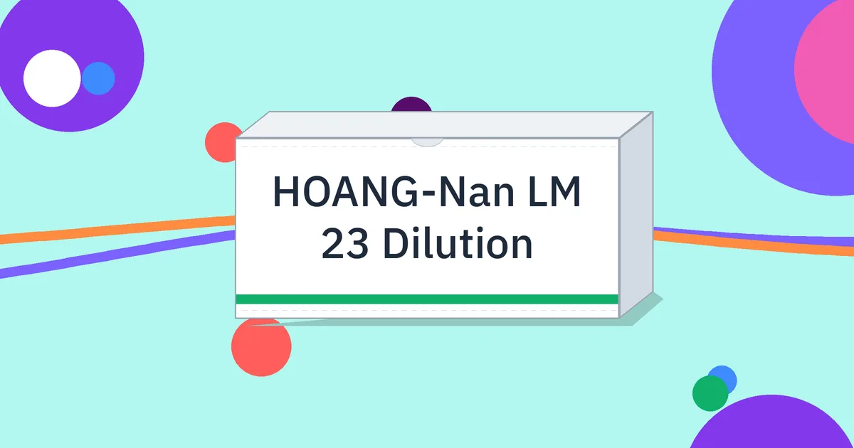 Symbolbild: Packung mit der Aufschrift HOANG-Nan LM 23 Dilution (PZN 12889409) – Verfügbarkeit und Bezug in Apotheken in Frankfurt am Main