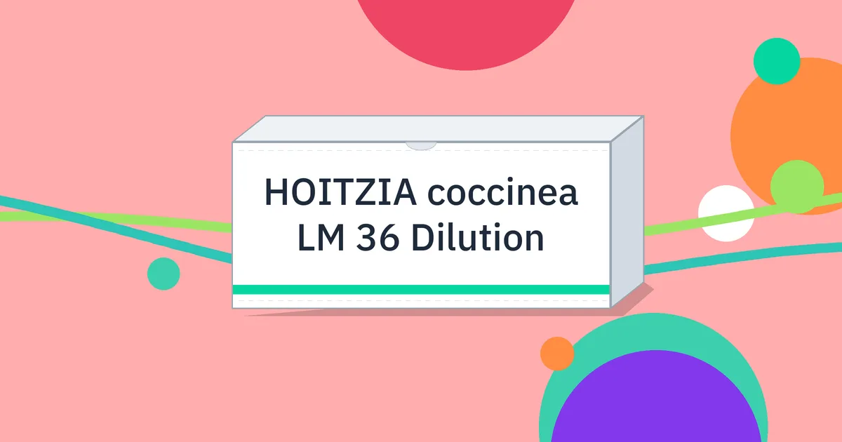 Symbolbild: Packung mit der Aufschrift HOITZIA coccinea LM 36 Dilution (PZN 13554645) – Verfügbarkeit und Bezug in Apotheken in Frankfurt am Main