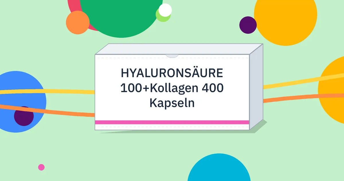 Symbolbild: Packung mit der Aufschrift HYALURONSÄURE 100+Kollagen 400 Kapseln (PZN 02695704) – Verfügbarkeit und Bezug in Apotheken in Frankfurt am Main