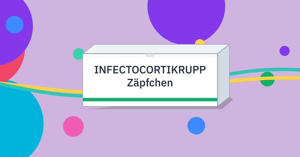 Symbolbild: Packung mit der Aufschrift INFECTOCORTIKRUPP Zäpfchen (PZN 03386394) – Verfügbarkeit und Bezug in Apotheken in Frankfurt am Main